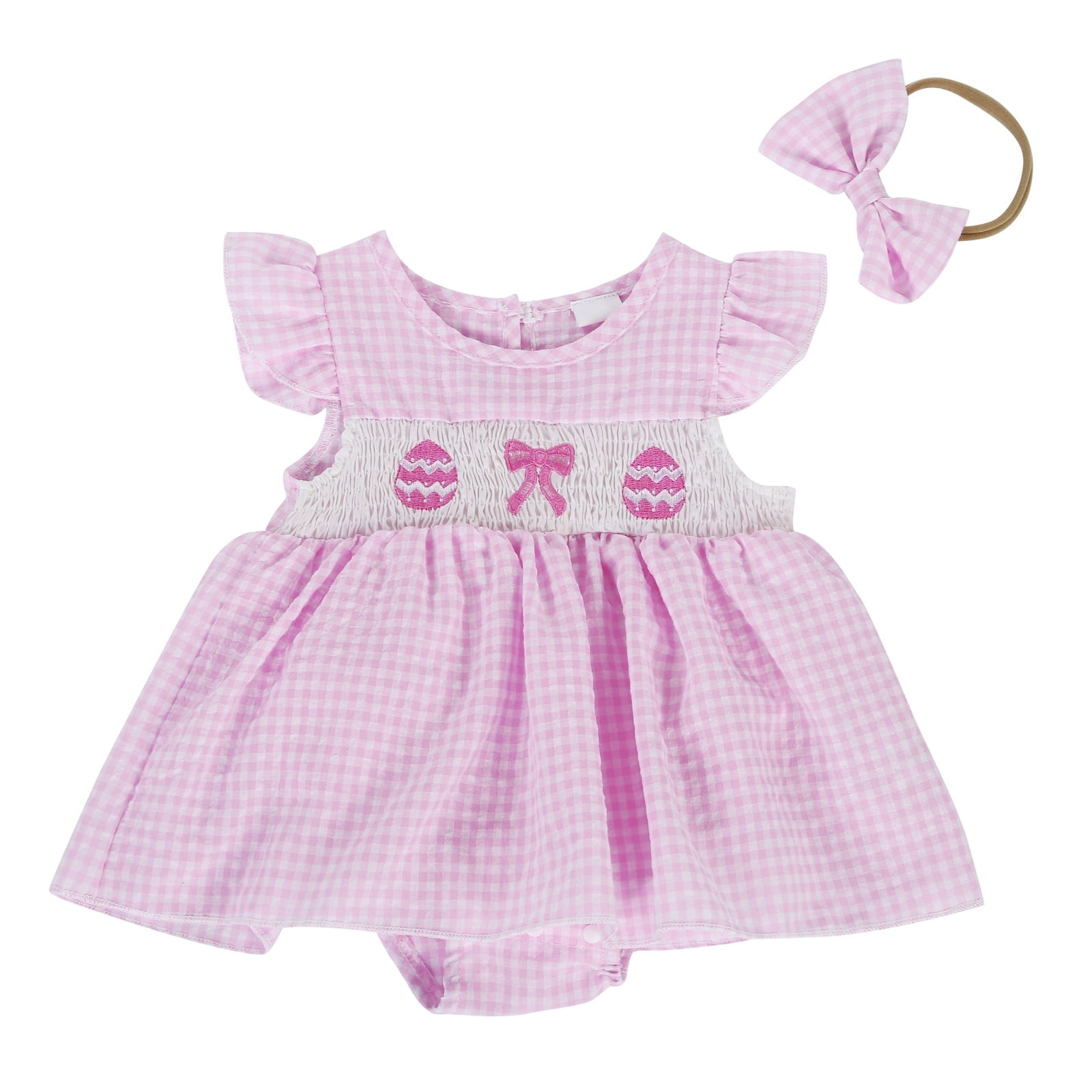 Easter Outfit Baby Girl Romper Dress My First Easter Fly Sleeve Smocked ...