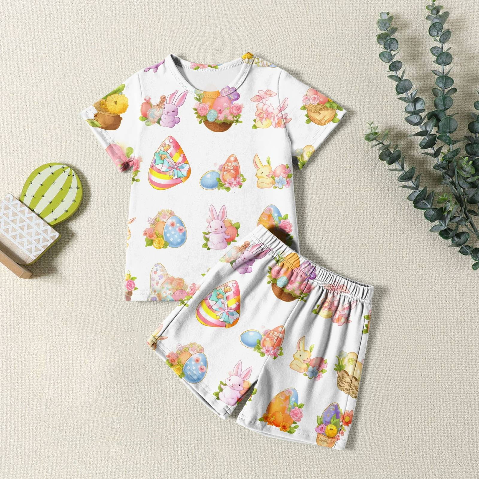 Easter Outfits Set 2 Piece for Boys Girls Bunny Print Short Sleeve T ...