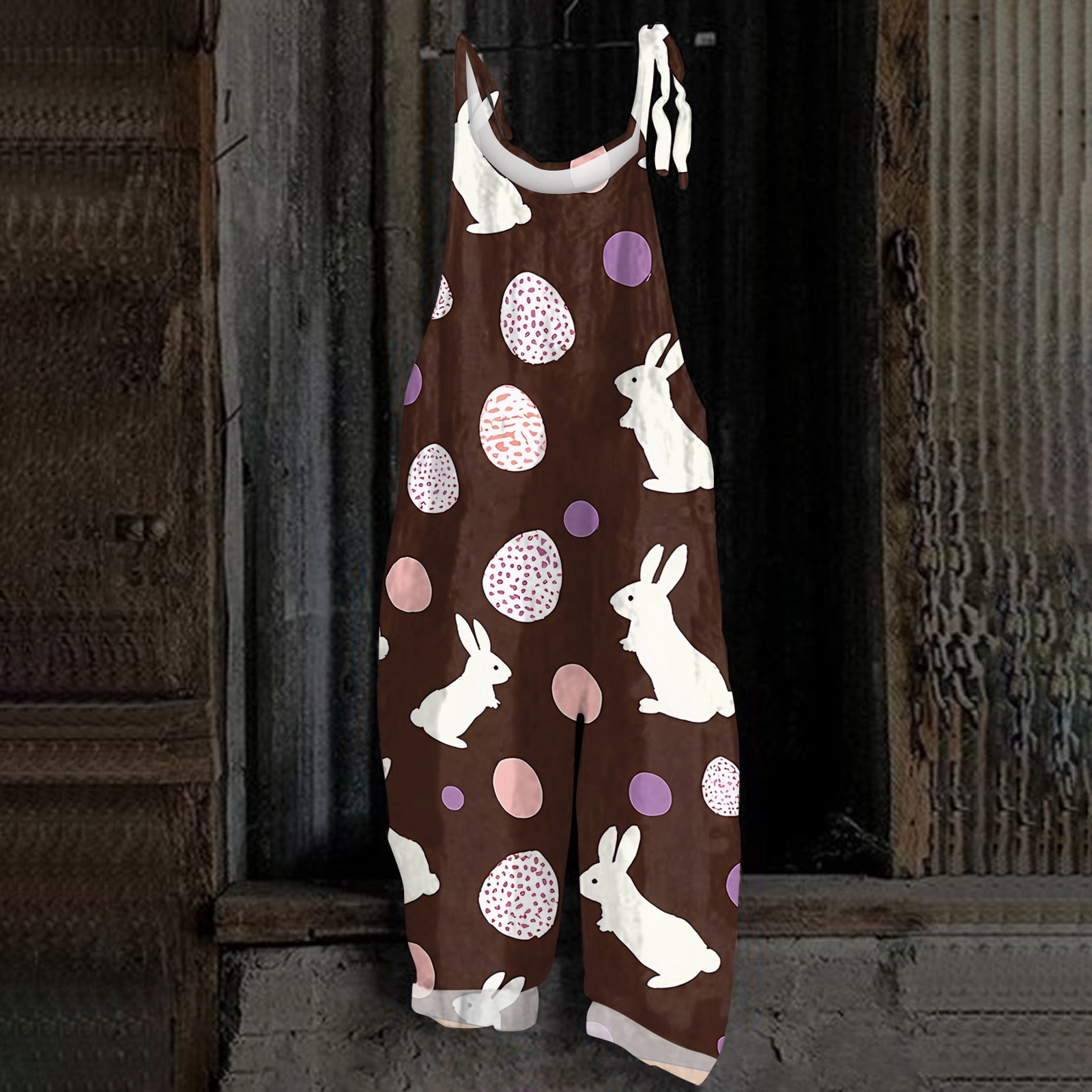 Easter Overalls for Women Loose Fit Cute Bunny Pattern Baggy Wide Leg ...