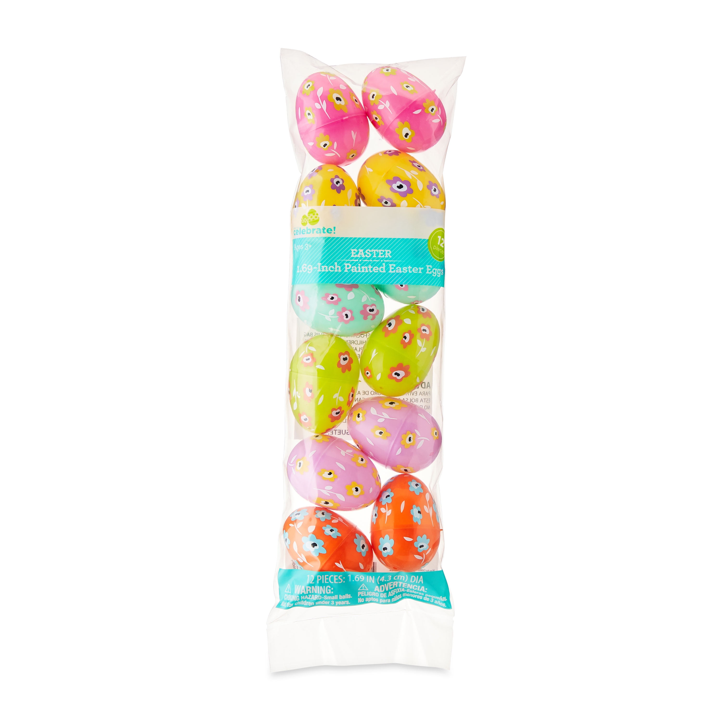 Easter Multicolor Painted Flower Plastic Fillable Eggs, 1.5 in, 12 ...