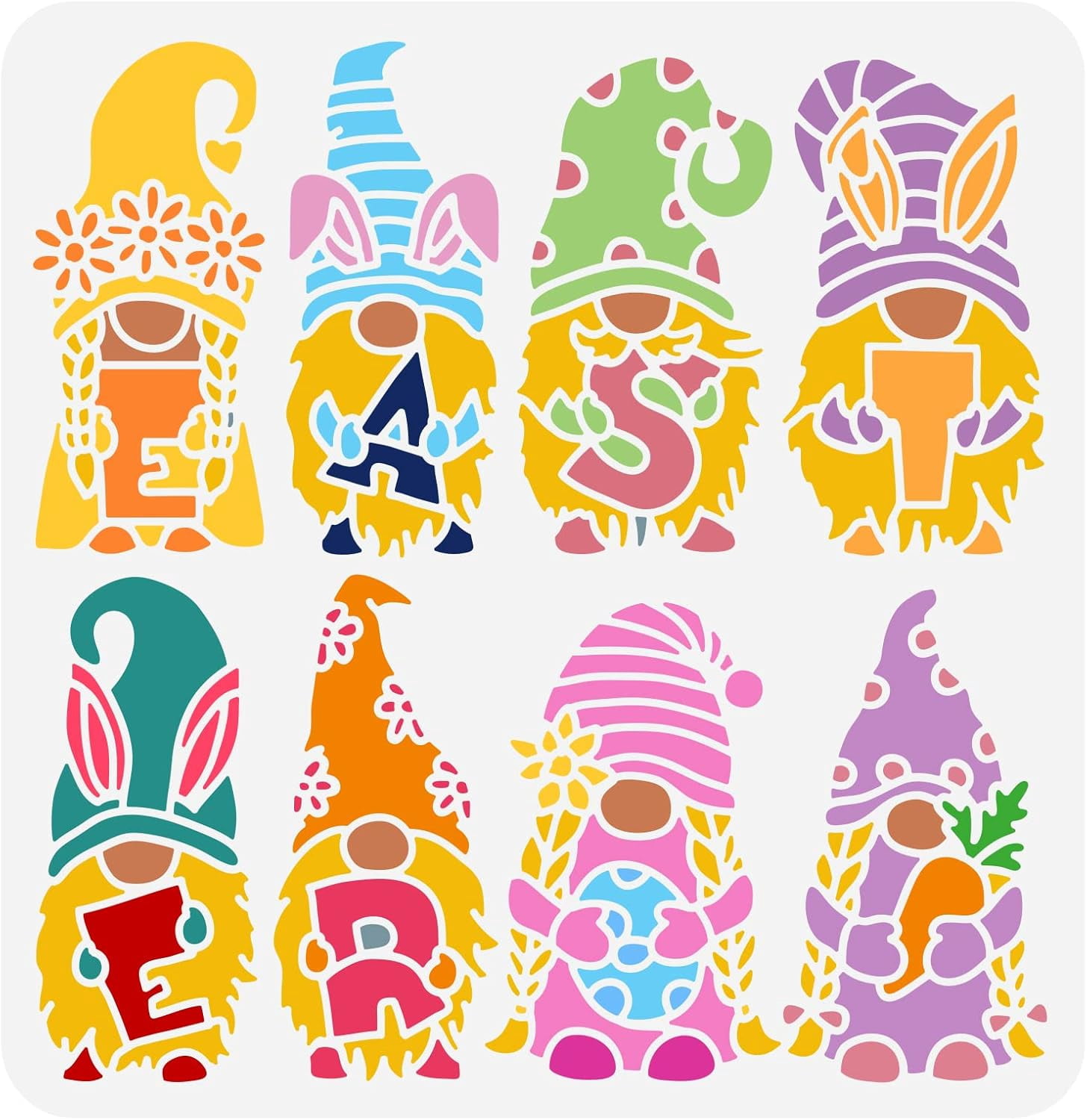 Easter Painting Stencil 11.8x11.8 inch 8 Styles Gnome Elf Stencil ...