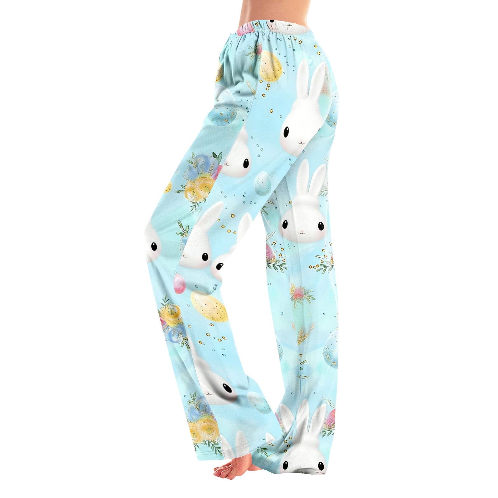 Easter Pajama Pants Women Elastic Waist Cute Bunny Graphic Pjs Easter ...