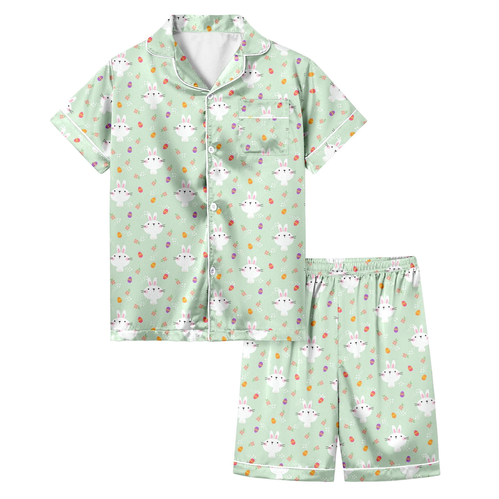 Easter Pajamas Baby Girl Short Sleeved Sleepwear Set Egg Painted Comfy ...