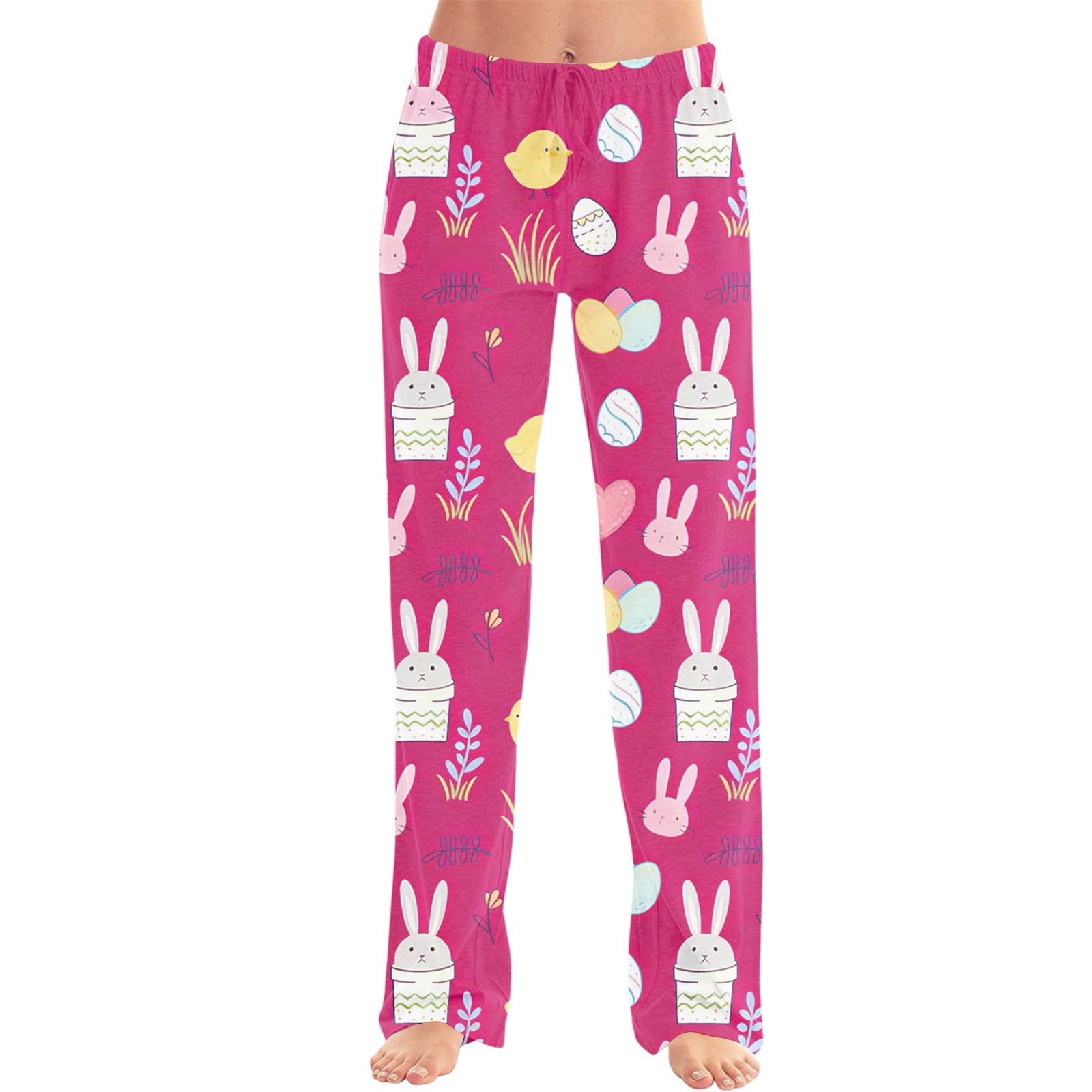 Easter Pajamas Women Drawstring Wide Leg Spring Sleepwear Funny Rabbit ...
