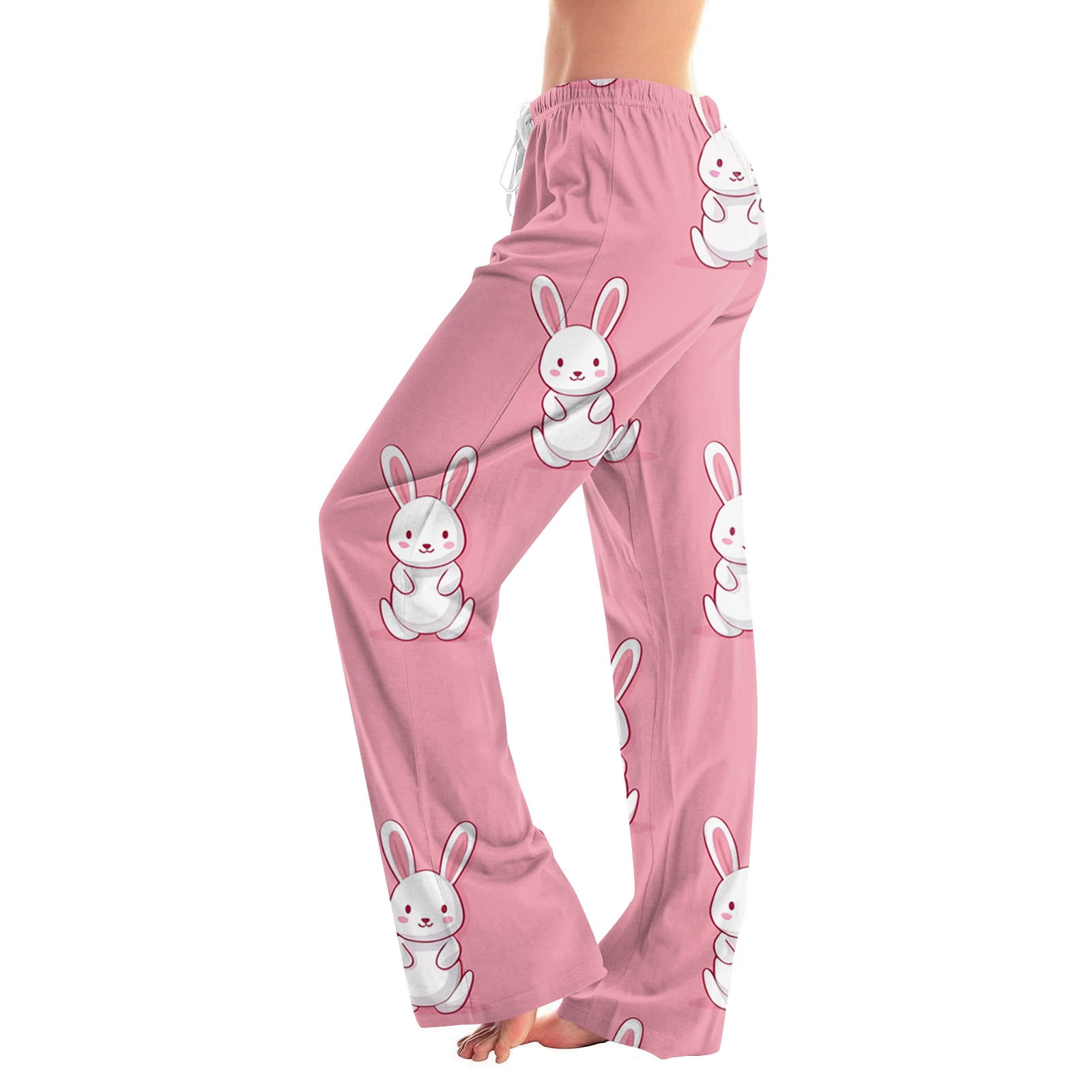 Easter Pajamas Women Wide Leg Drawstring Lounge Sleepwear Funny Rabbit ...
