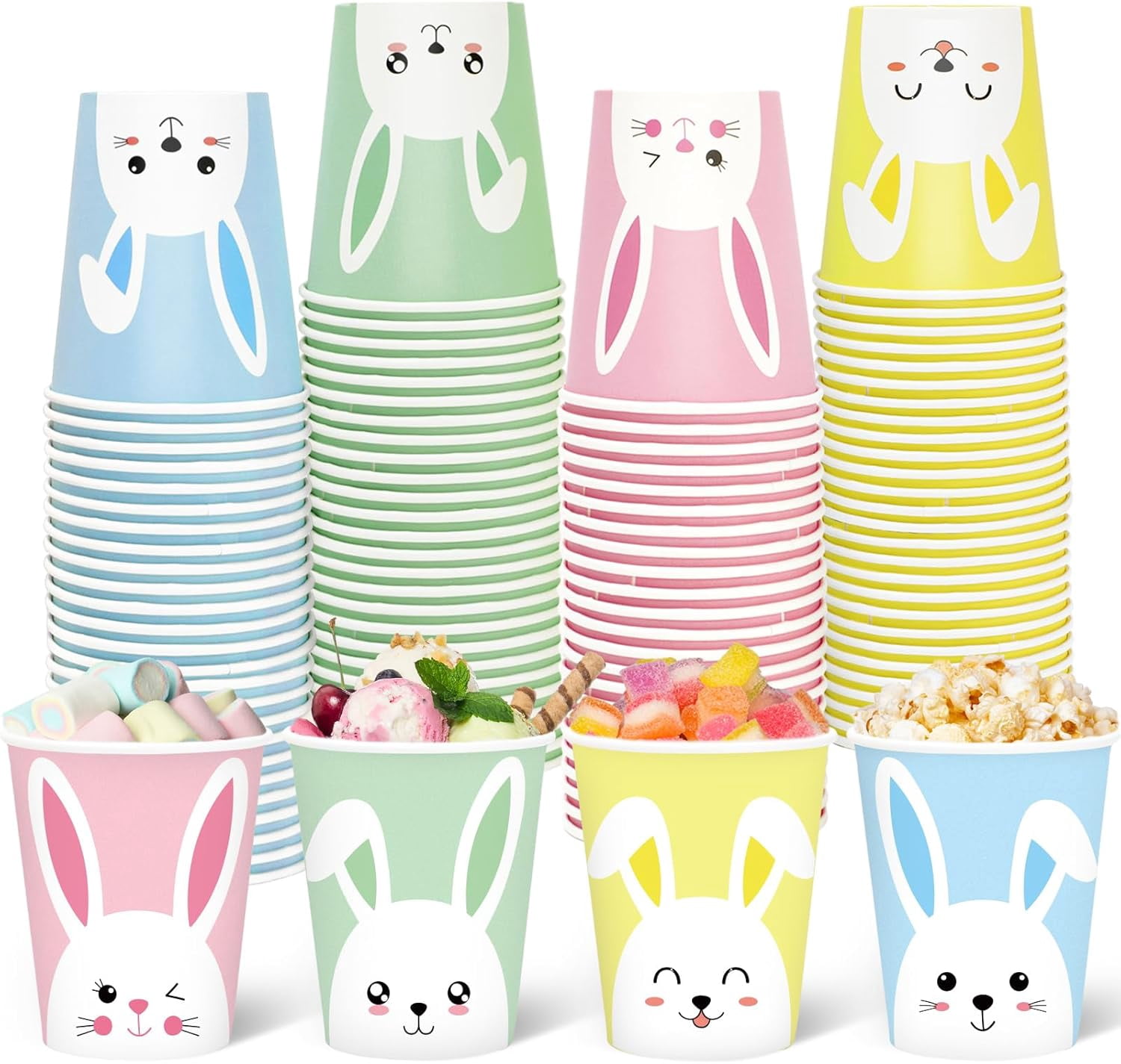 Easter Paper Cups Colorful Bunny Disposable Cups Spring Pastel Rabbit ...