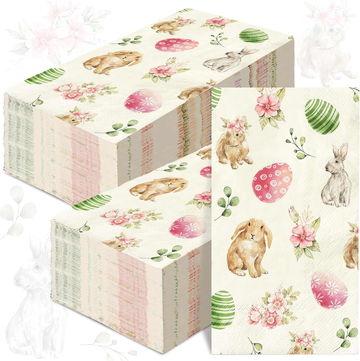 Easter Paper Guest Napkins Spring Bunny Egg Flower Bathroom Napkins ...
