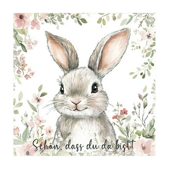20 Pcs Easter Paper Cocktail Napkins Bunny Disposable Rabbit Floral ...