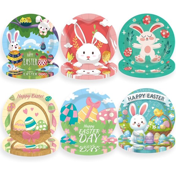 Easter Paper Plates, Easter Eggs Bunny Party Plates Disposable Cake ...