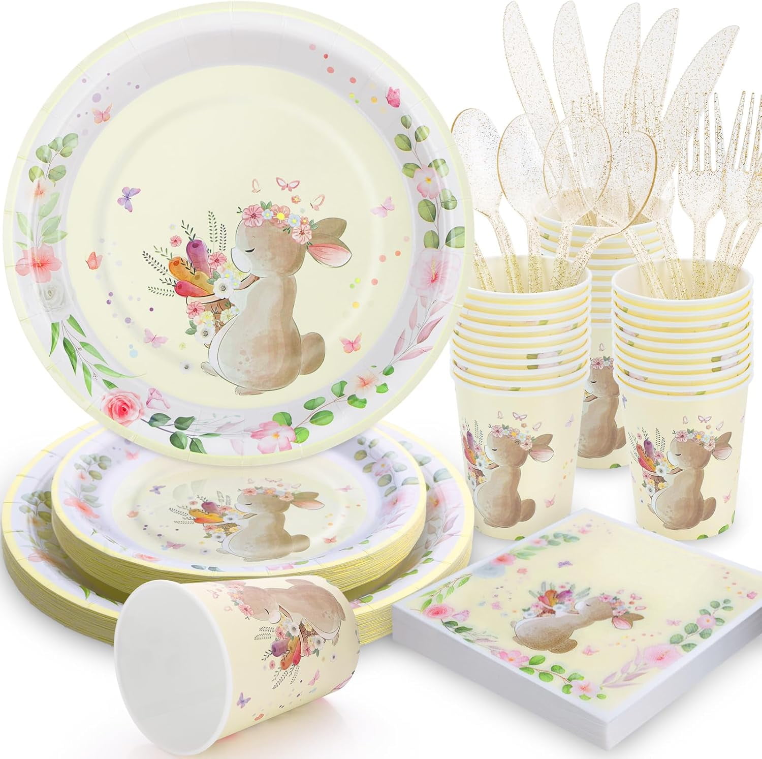 Easter Paper Plates and Napkins-168PCS Easter Dinnerware Party Supplies ...