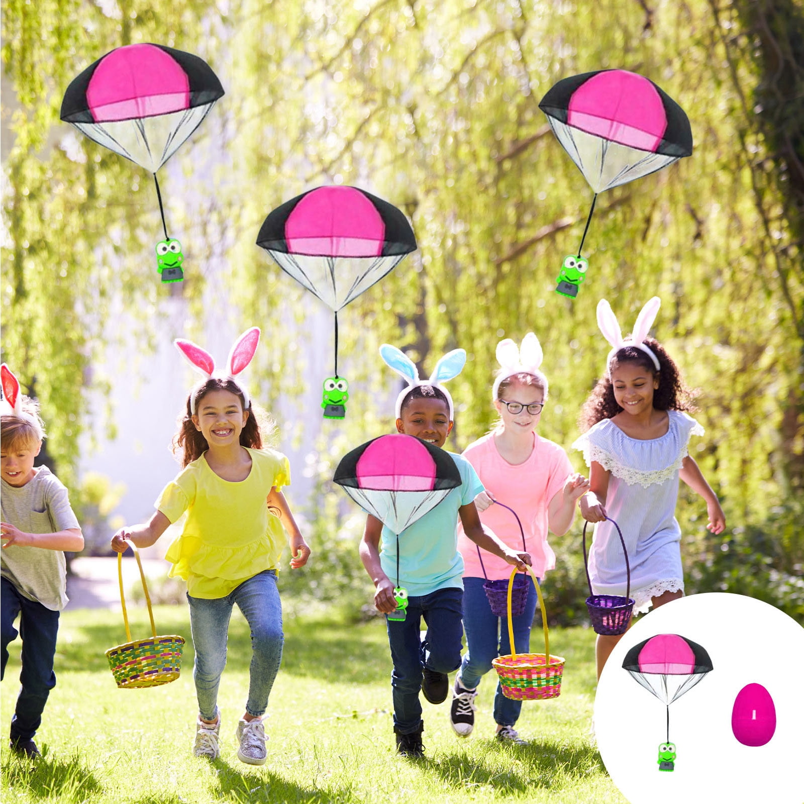 Easter Parachute Egg Toy - Colorful Plastic & Polyester Throwing Game ...