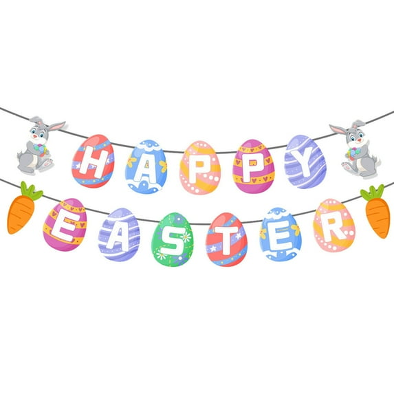 Easter Party Banner and Balloon Set Spring Theme Decoration for Home ...