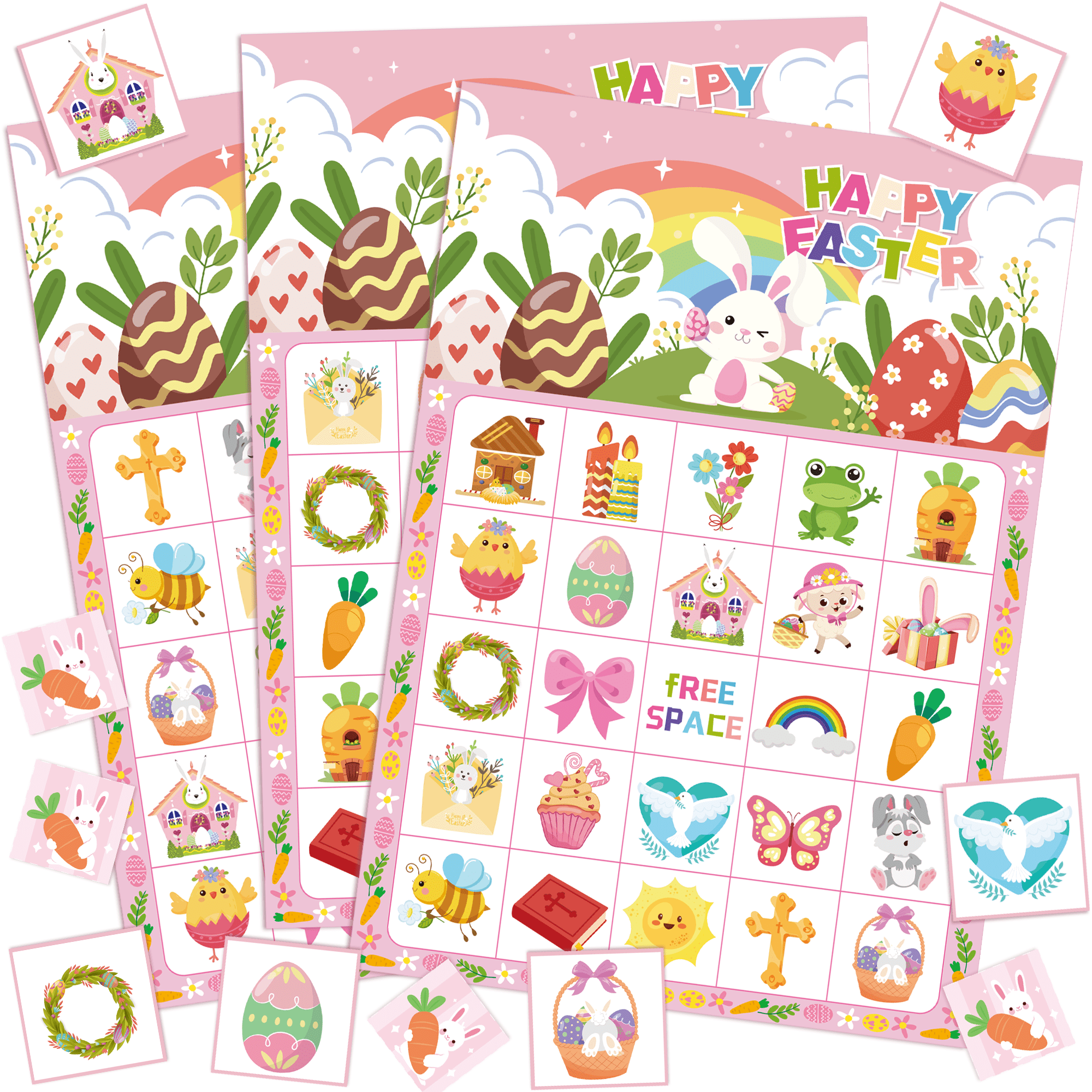 38pcs Easter Bingo Game for Easter Party Decorations, Easter Bingo Set ...