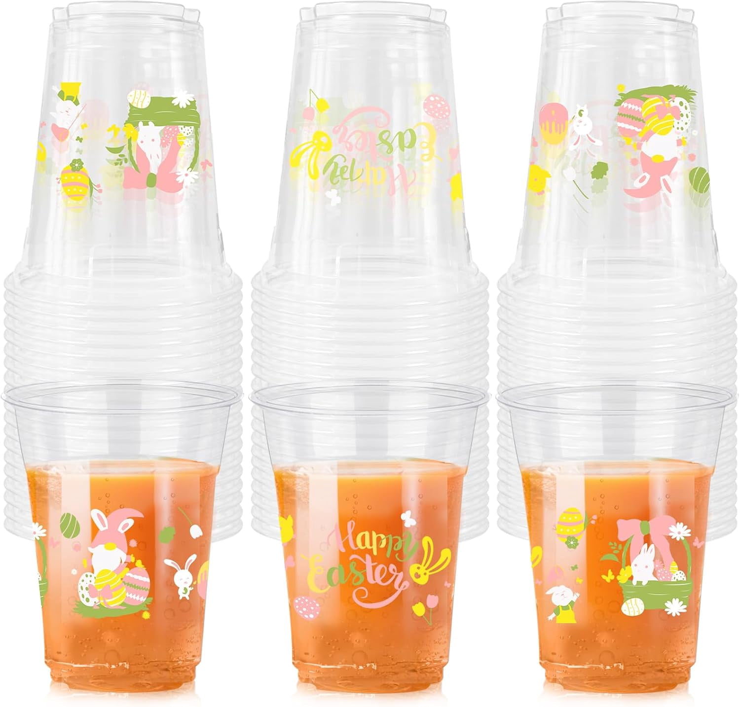 Easter Party Cups, Disposable Clear Plastic Cups for Spring Easter ...