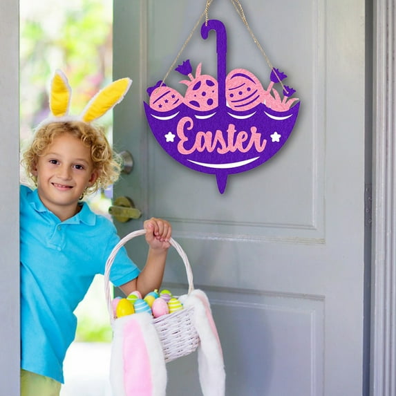 Easter Party Decoration Door Hanging, Cartoonish Sense Oval Bunny ...