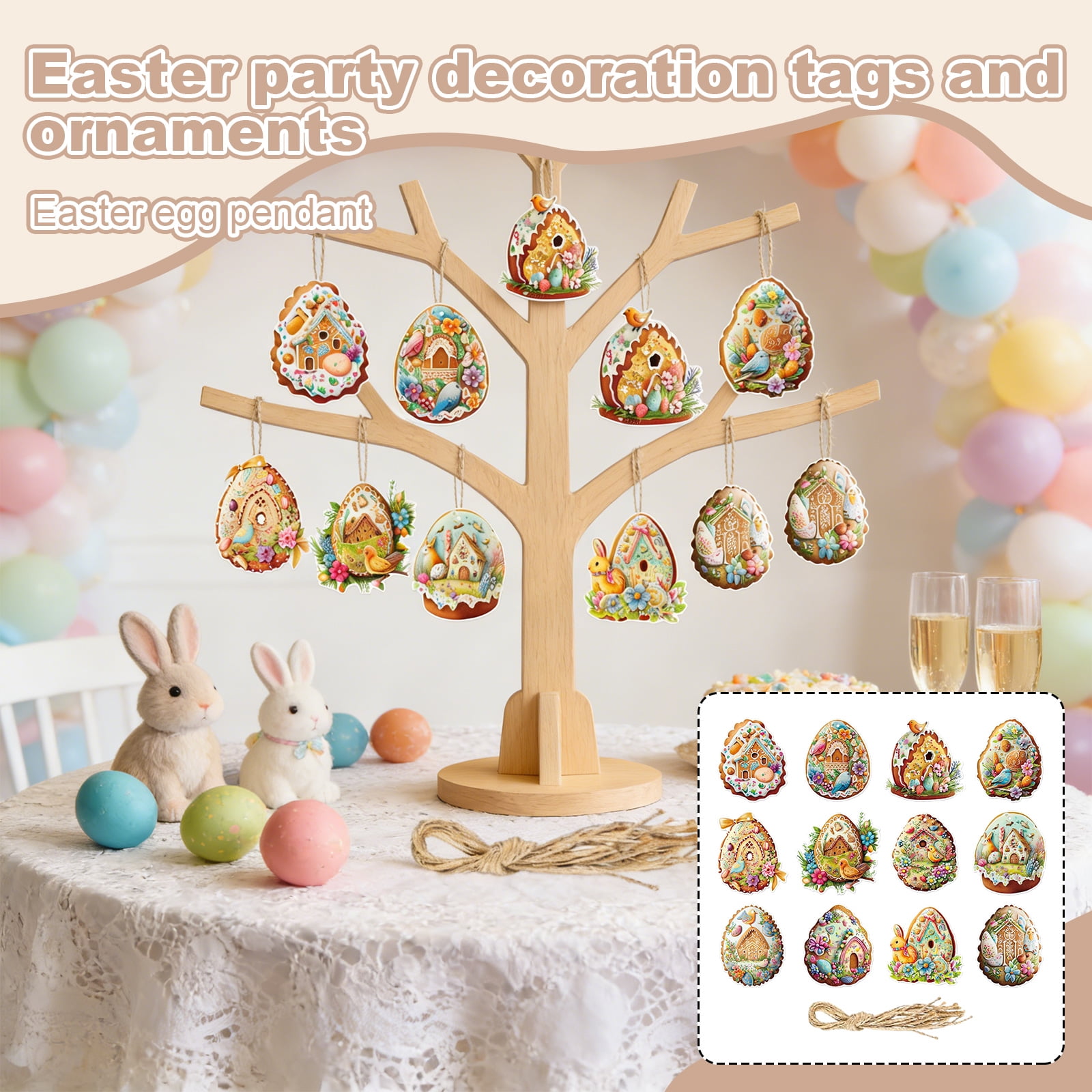 Easter Party Decorations, Bunny Carnival Hanging Ornaments, Painted Egg ...