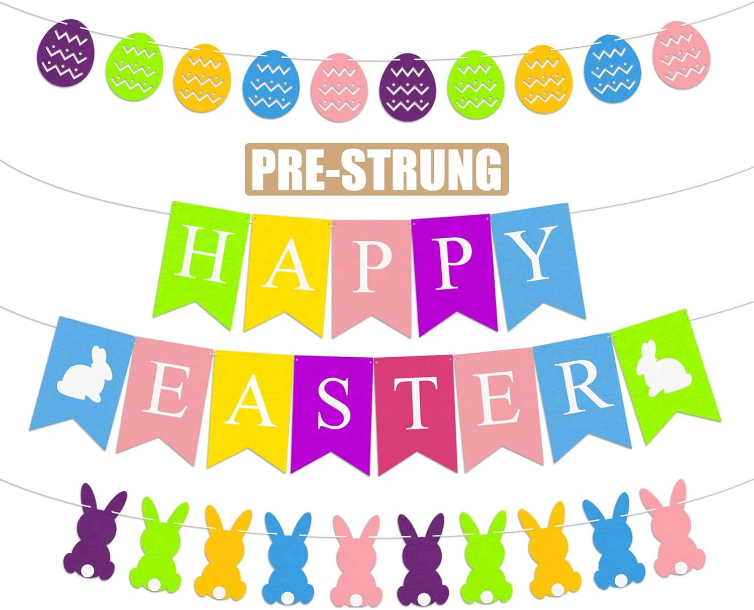Easter Party Decorations, Funny Happy Easter Banner Bunny Garland ...