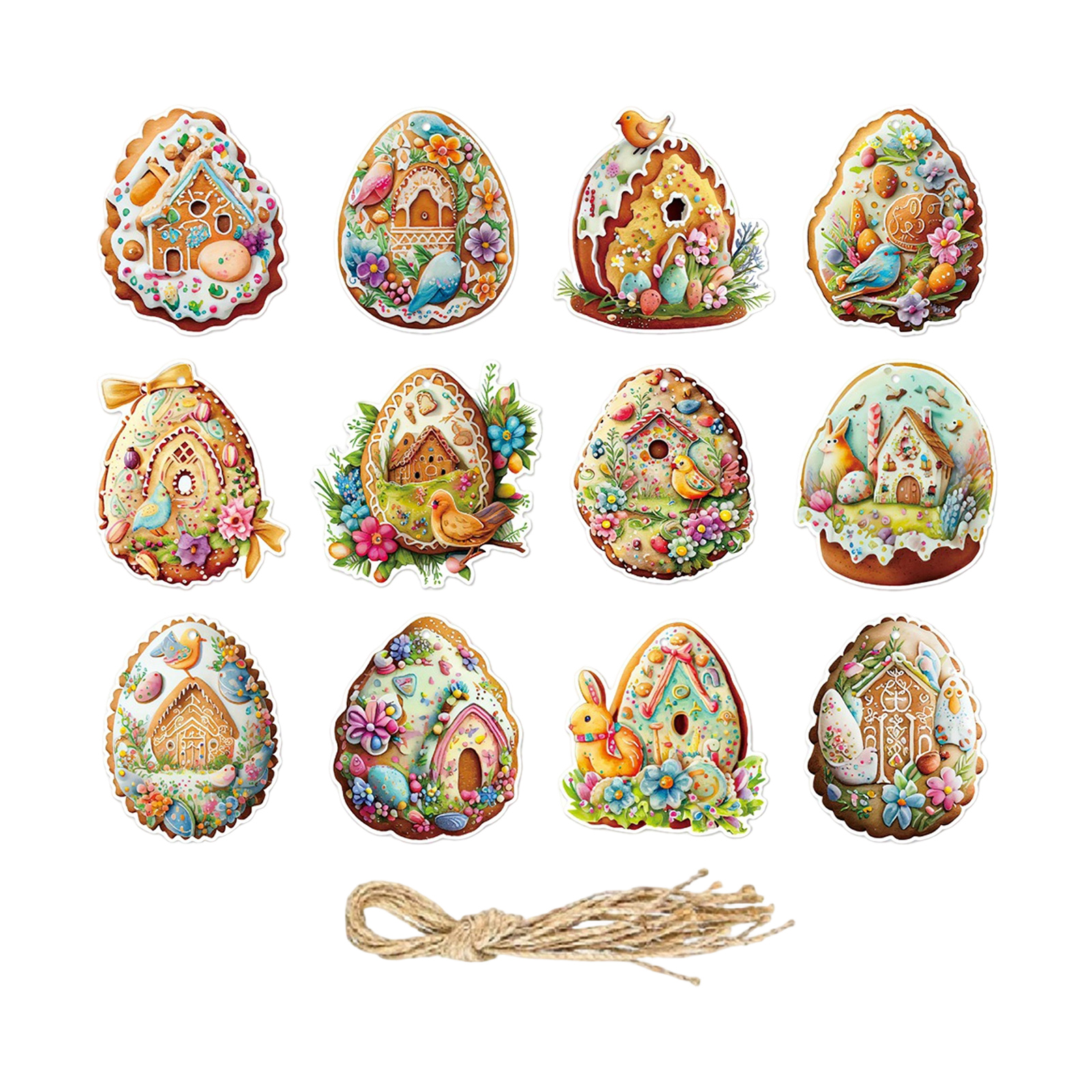 Easter Party Decorations Set, Hanging Ornaments with Bunny and Painted ...