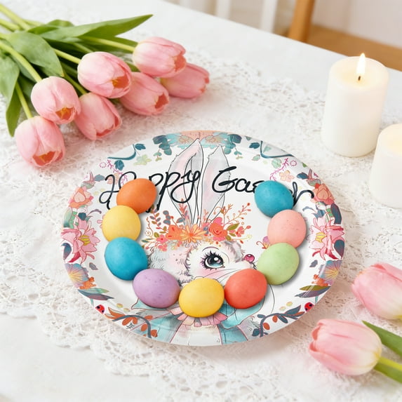 Easter Party Disposable Paper Plates Cartoons Printed Festive Dinner ...