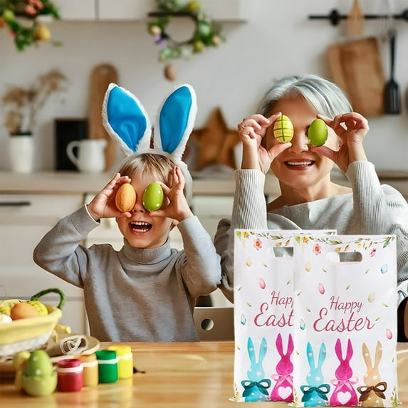 Easter Party Favor Bags, Bunny & Egg Handheld Gift Bags, Candy & Snacks ...