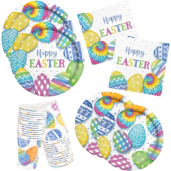 Easter Party Supplies Kit, Disposable Dinnerware Includes Paper Plates ...
