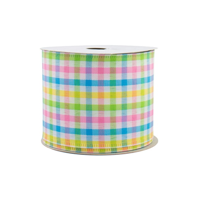 Easter Pastels Gingham Wired Ribbon - 2 1/2" x 10 Yards, Christmas ...
