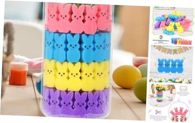 Easter Peep Sponges Decorations, 60 PCS Cute Sponges Bunnies Vase ...