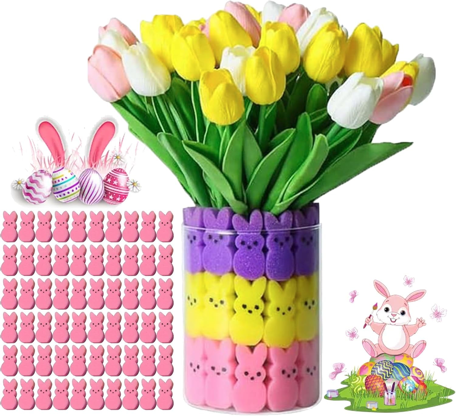 Easter Peep Sponges, Sponge Easter Peeps, Sponge Peeps, 60PCS Easter ...