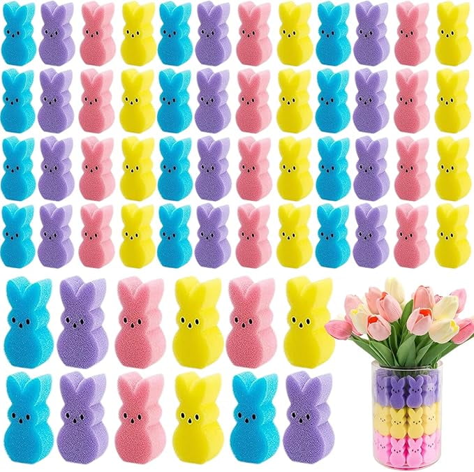 Easter Peep Sponges, Sponge Easter Peeps, Sponge Peeps, 64PCS Easter ...
