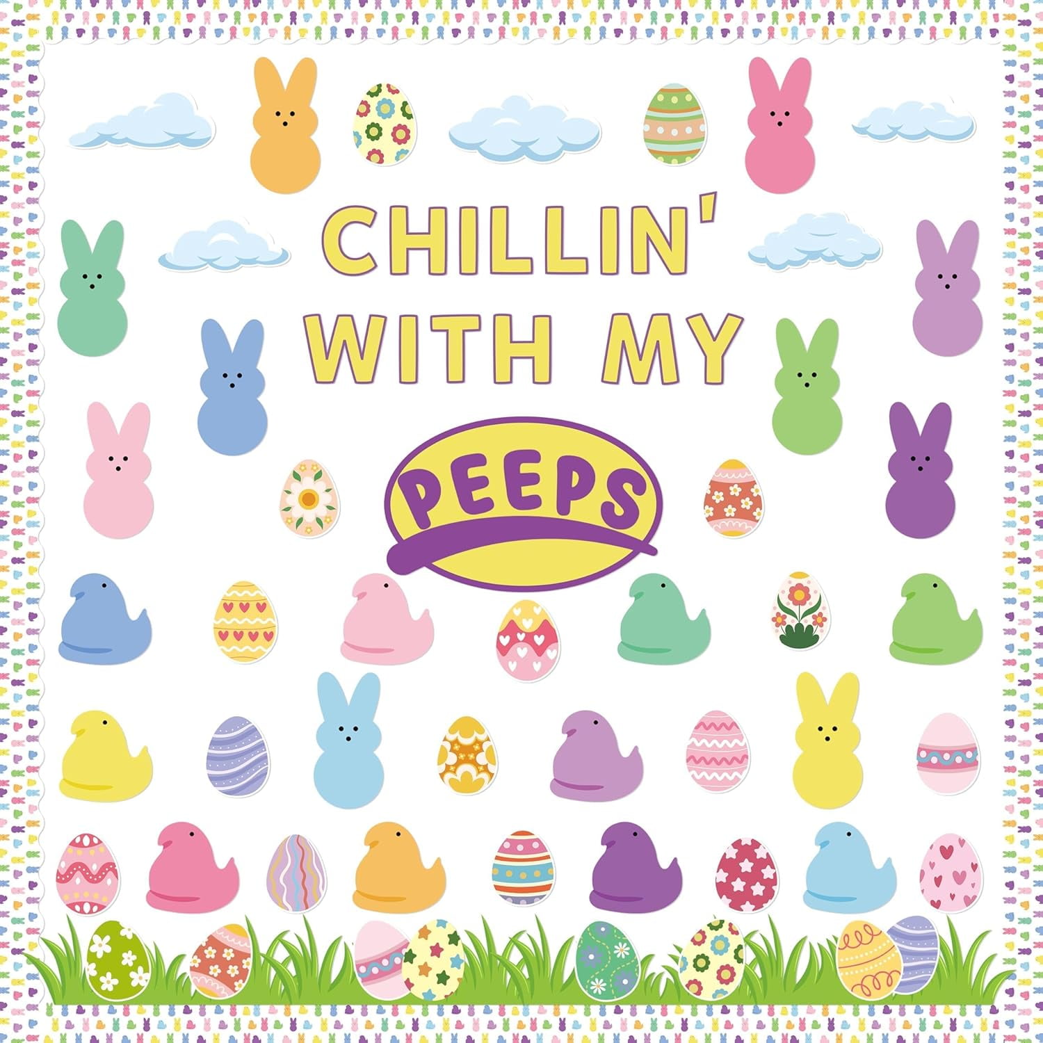 Easter Peeps Bulletin Board Cutouts, 151P Easter Bunny Chick Bulletin ...