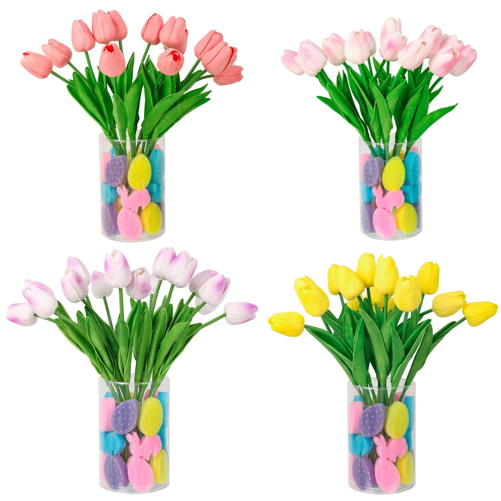 Easter Peeps Decorations, 15 Artificial Tulips, 30 Foam Peeps, Easter ...