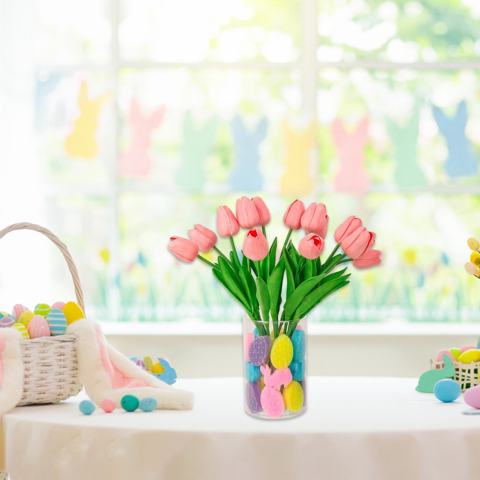 Easter Peeps Decorations, 15 Artificial Tulips, 30 Foam Peeps, Easter ...