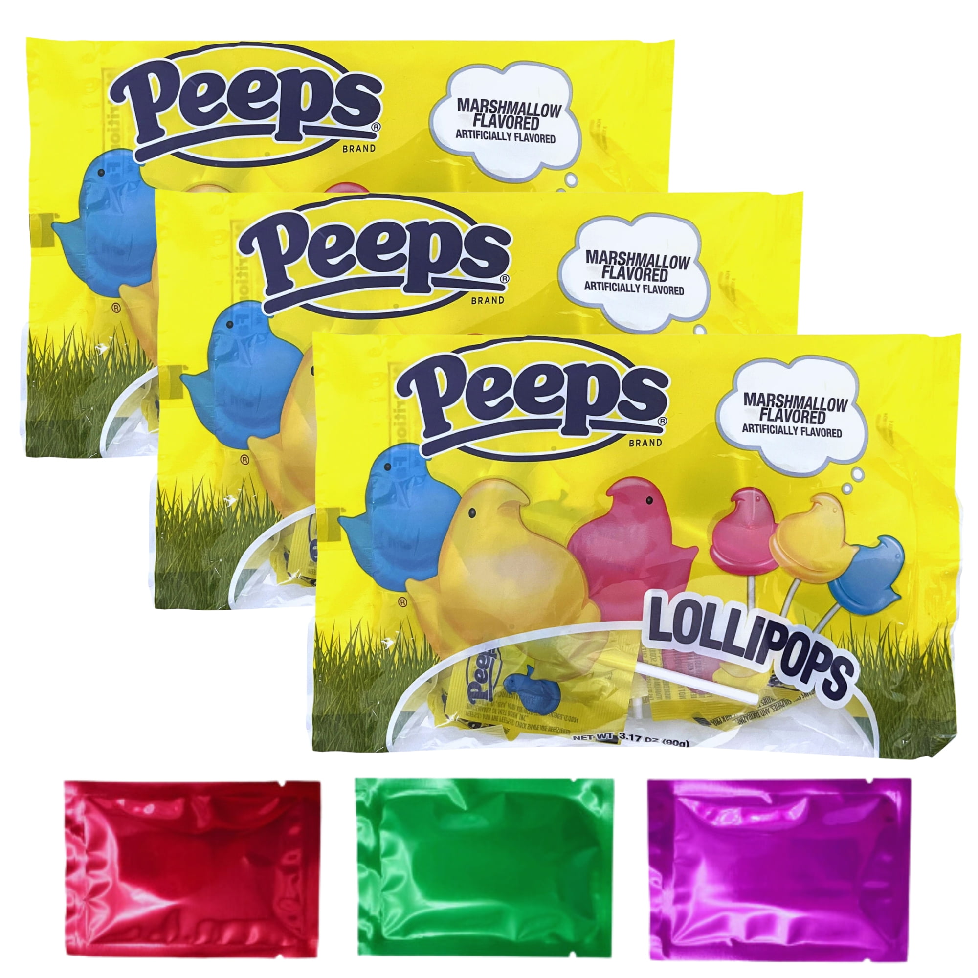 Easter Peeps Lollipop Candy, Individually Wrapped Chicks Marshmallow ...