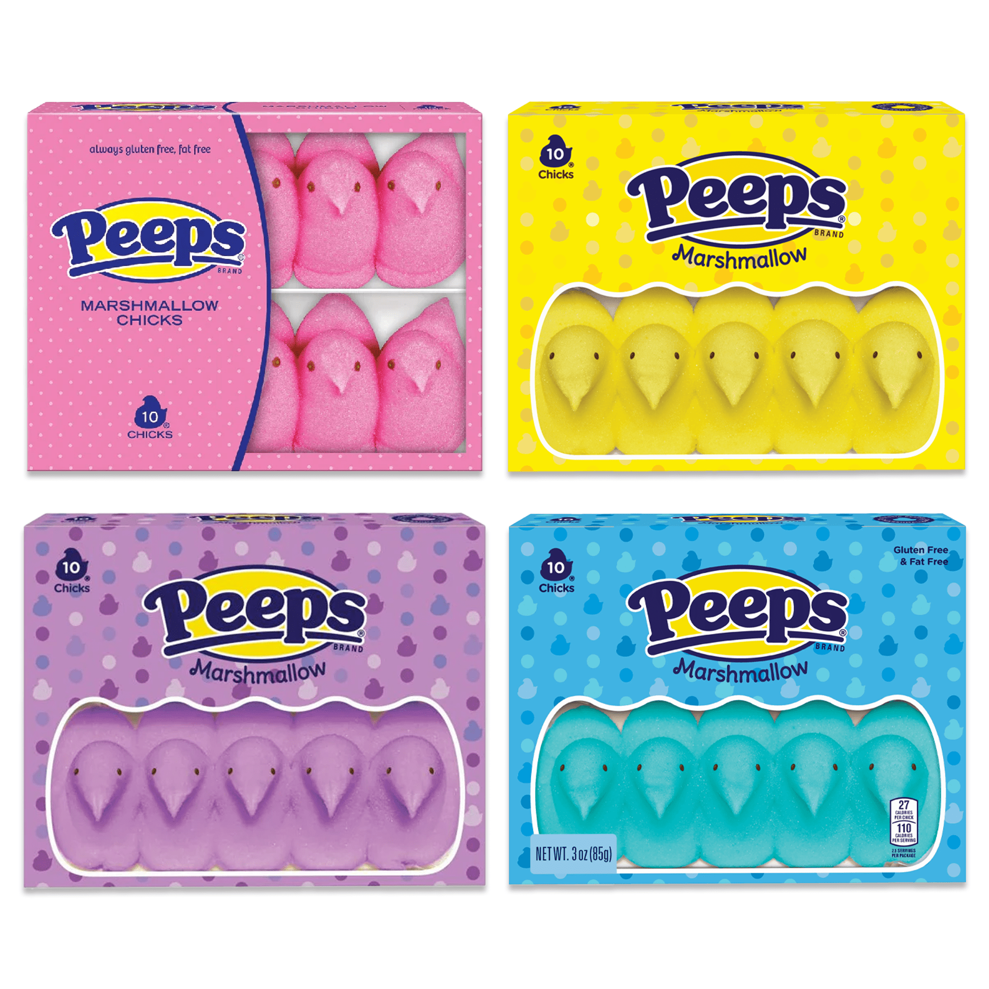 Easter Peeps Marshmallow Candy Variety 4 Pack (40 Peeps Total). Peeps ...