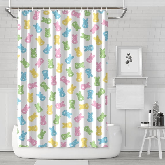 Easter Peeps Shower Curtain, Spring Bunny Shower Curtains for Bathroom ...