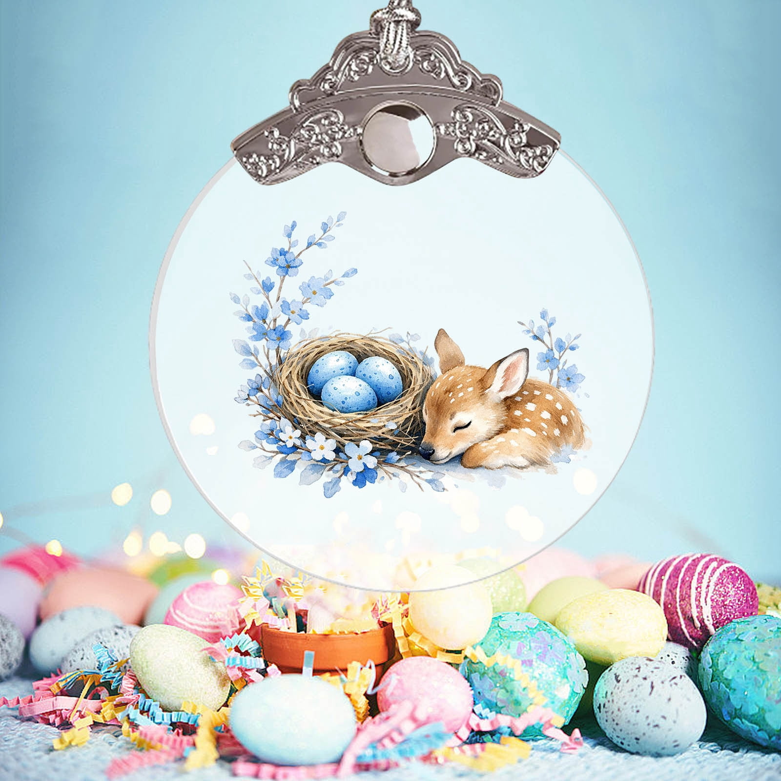 Easter Pendant 2D Glass Ornament, Elegant Lightweight Party Decoration ...