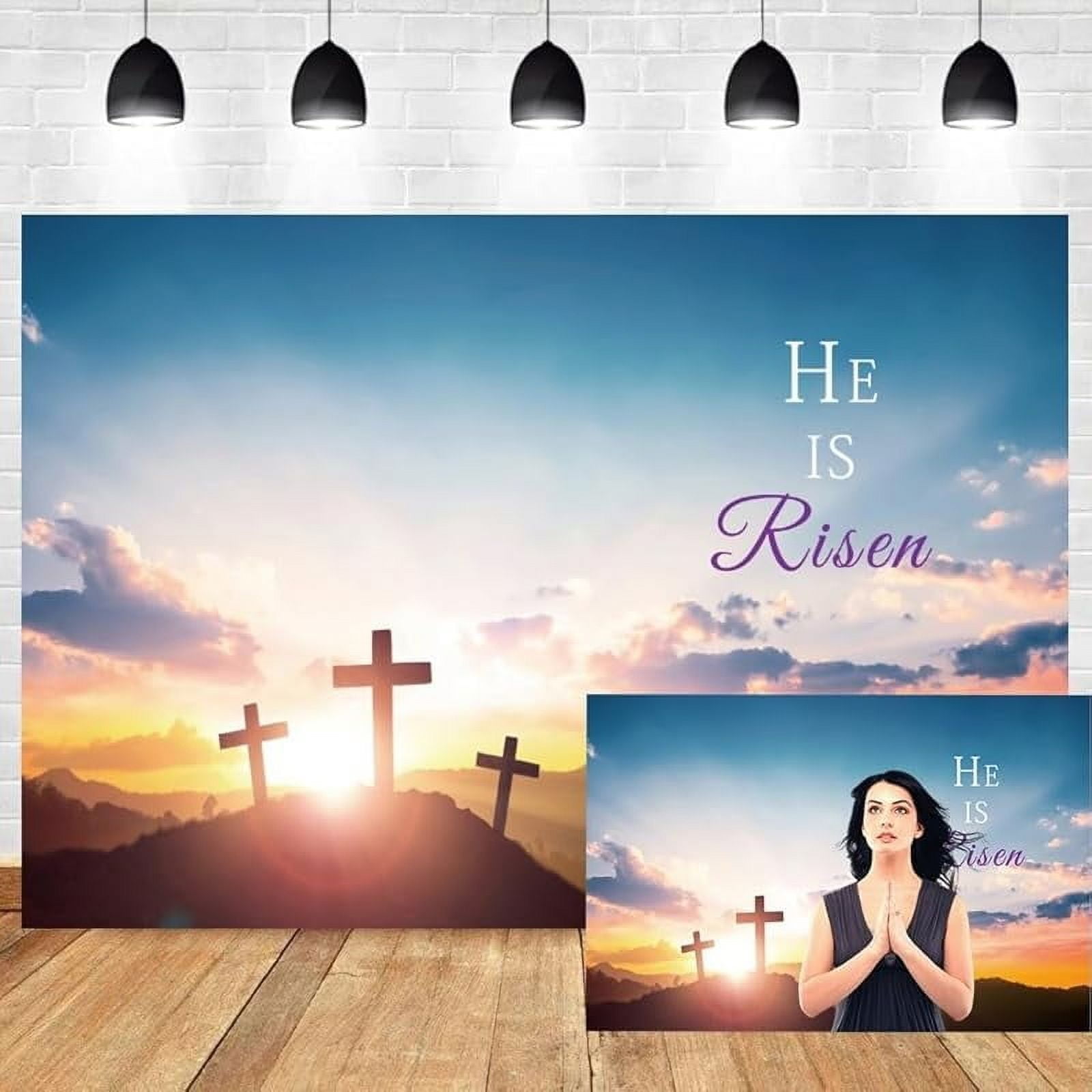 Easter Photography Backdrop He is Risen Backdrop Jesus Christ Cross ...