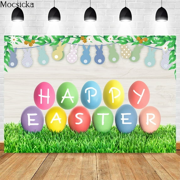 Easter Photography Background Eggs Grass Wood Plank Decoration Props ...