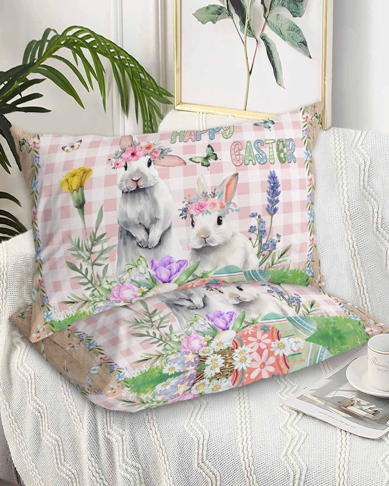 Easter Pillow Cases Standard Size Set of 2 - Microfiber Bed Throw ...
