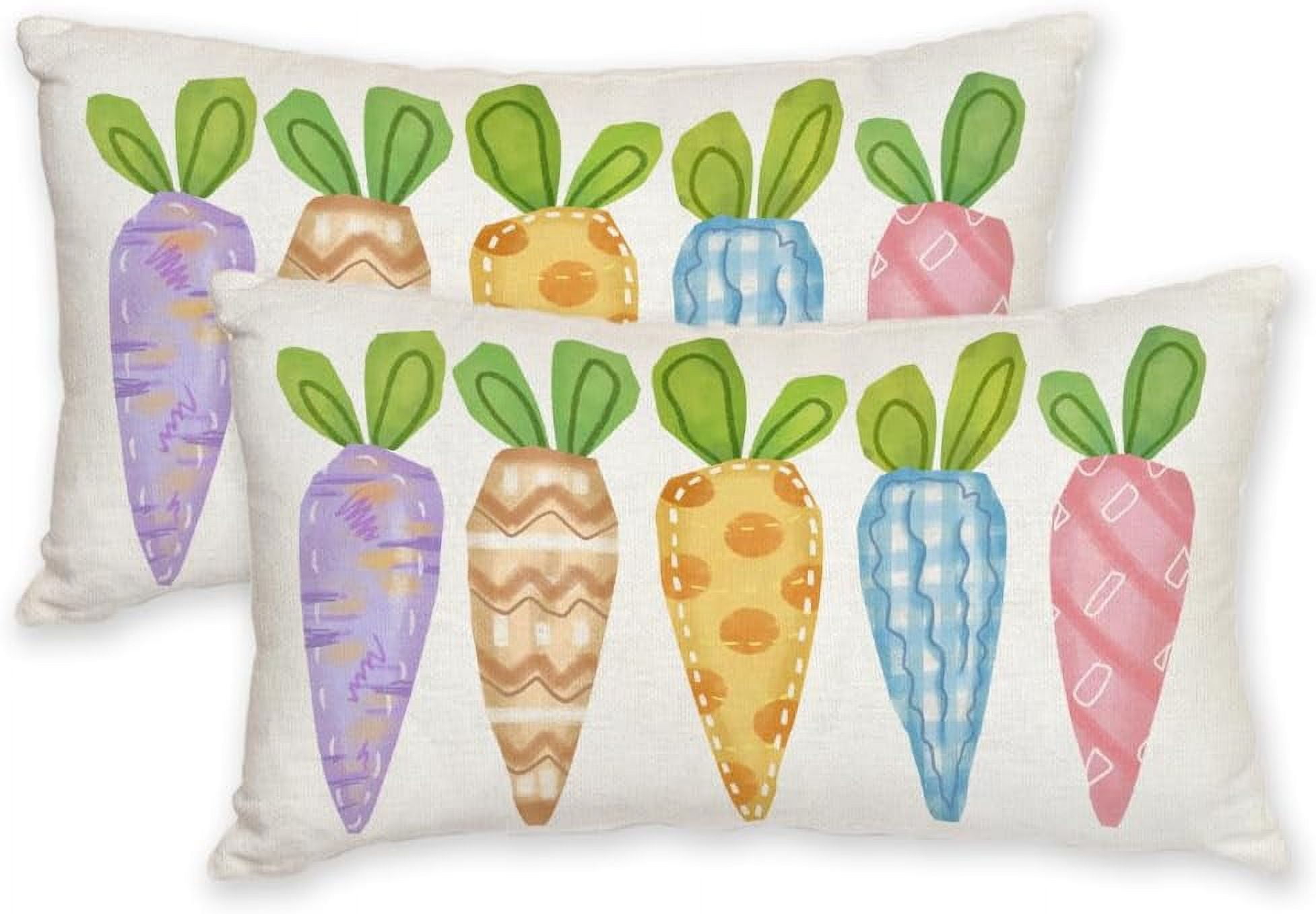 Easter Pillow Cover 18X18 Inch Watercolor Carrots Decorations Holiday ...