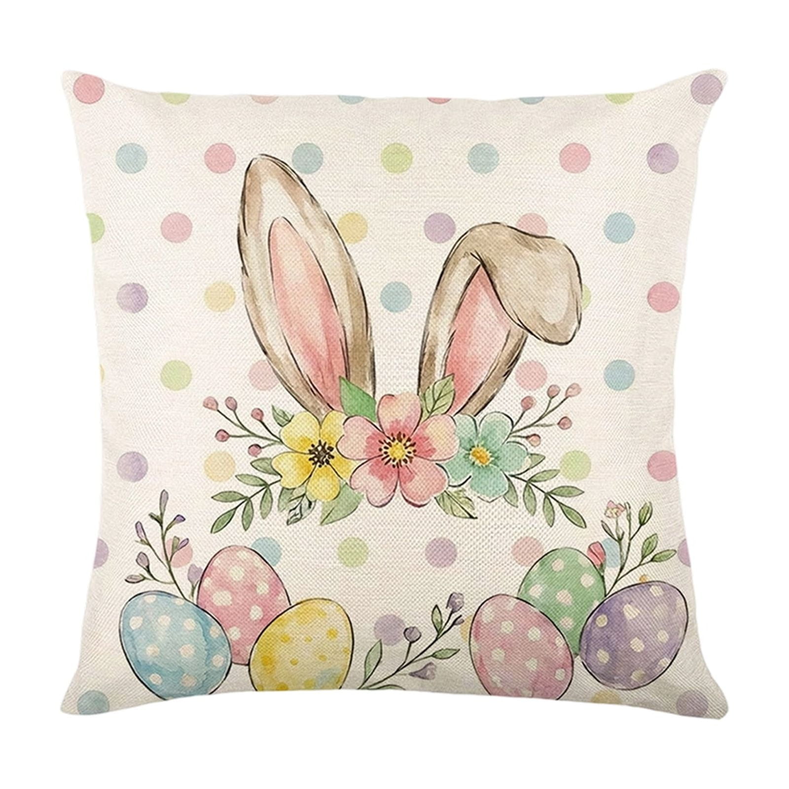 Easter Pillow Cover 45X45Cm, No Insert, 1-Pack, Bunny Ear & Egg Pattern ...