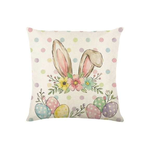 Easter Pillow Cover 45X45Cm, No Insert, 1-Pack, Bunny Ear & Egg Pattern ...