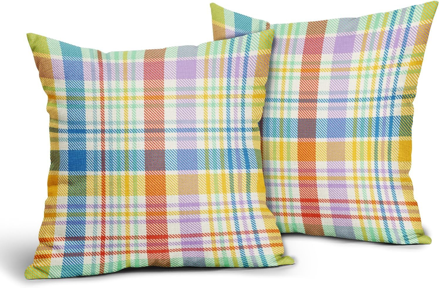 Easter Pillow Covers 16X16 Inch Blue Orange Purple Colorful Buffalo ...