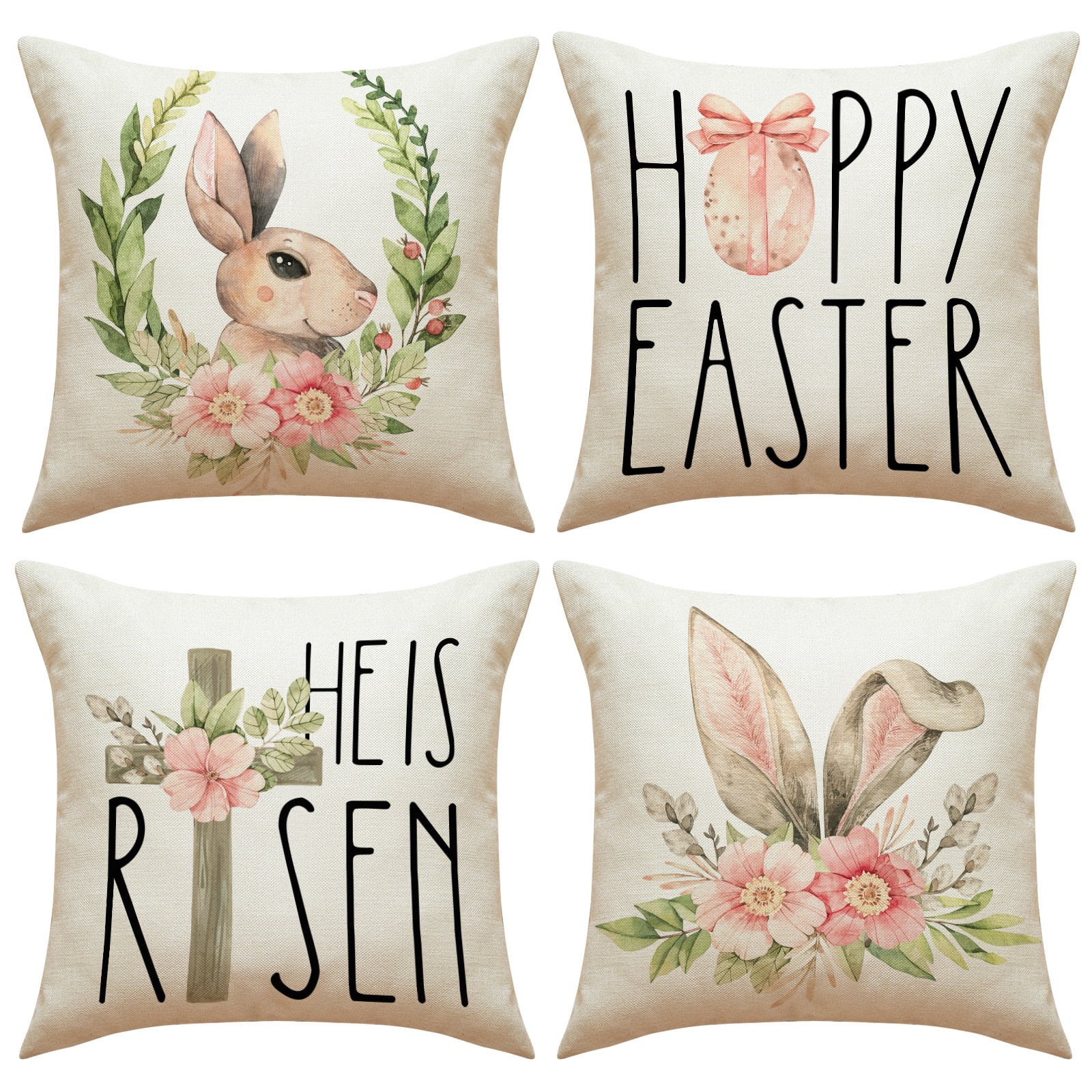 Easter Pillow Covers 18 x 18 Inch Easter Spring Throw Pillow Case ...