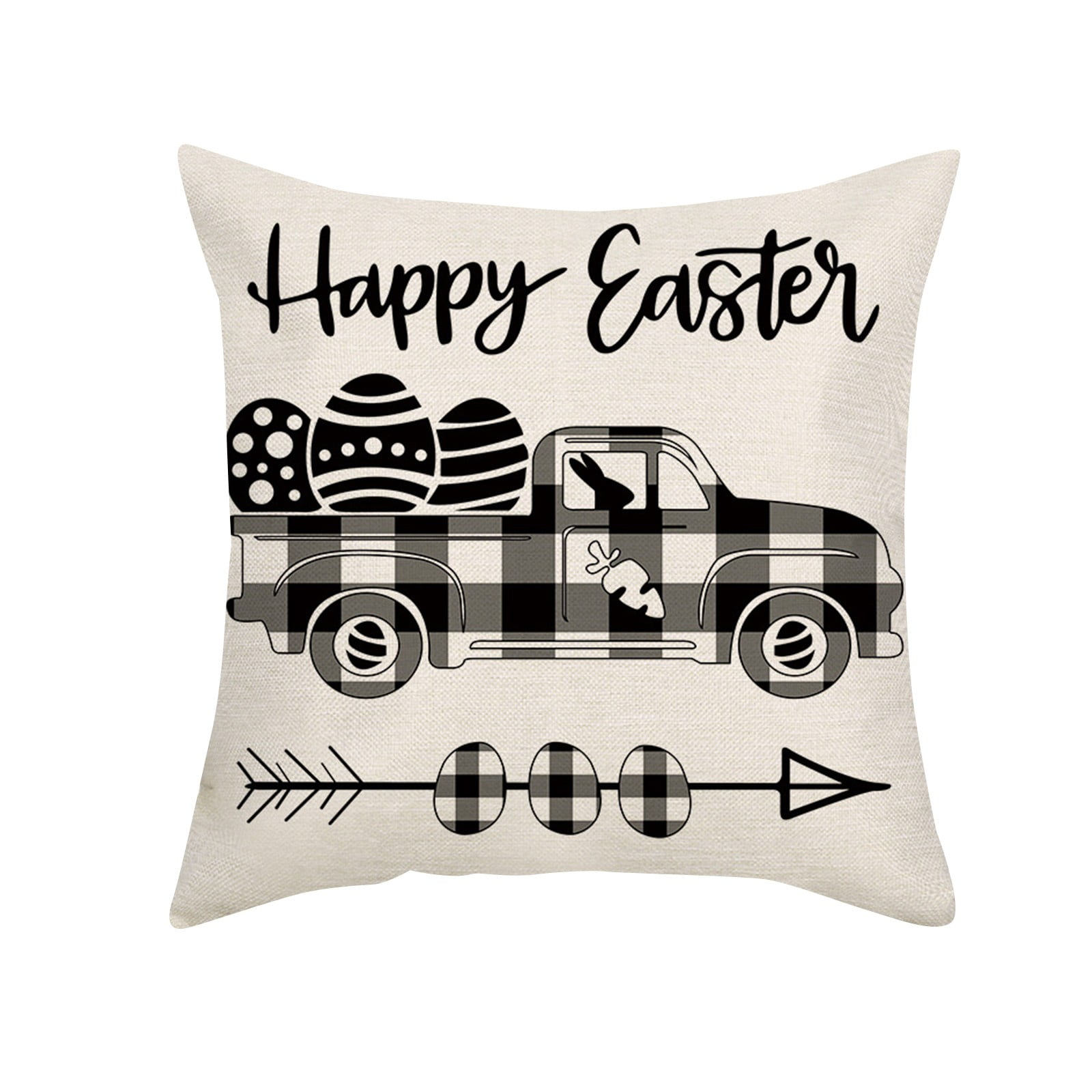 Easter Pillow Covers 18x18 Buffalo Check Rabbit Truck Pillow Happy ...