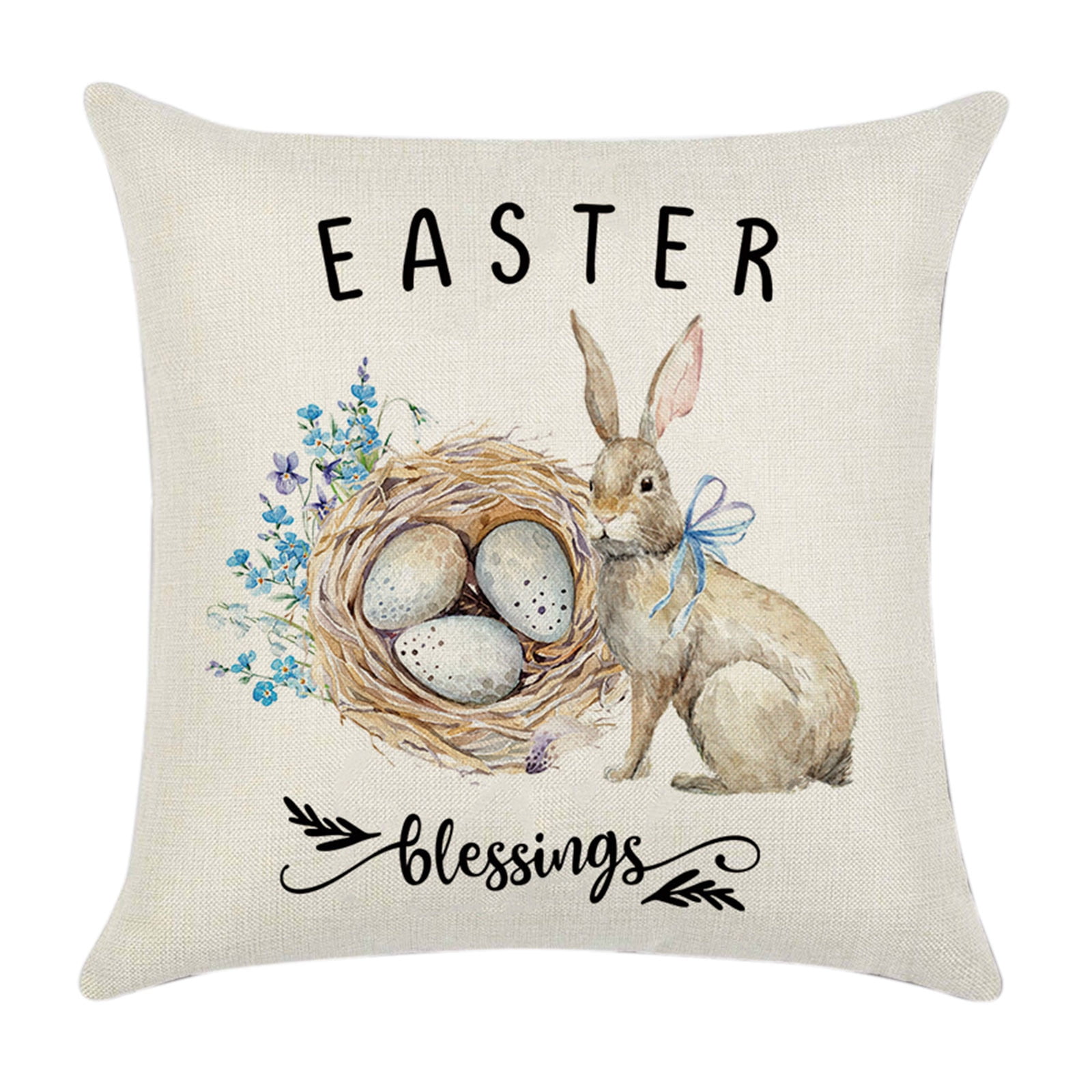 Easter Pillow Covers 18x18 Egg Basket Bunny Spring Farmhouse ...