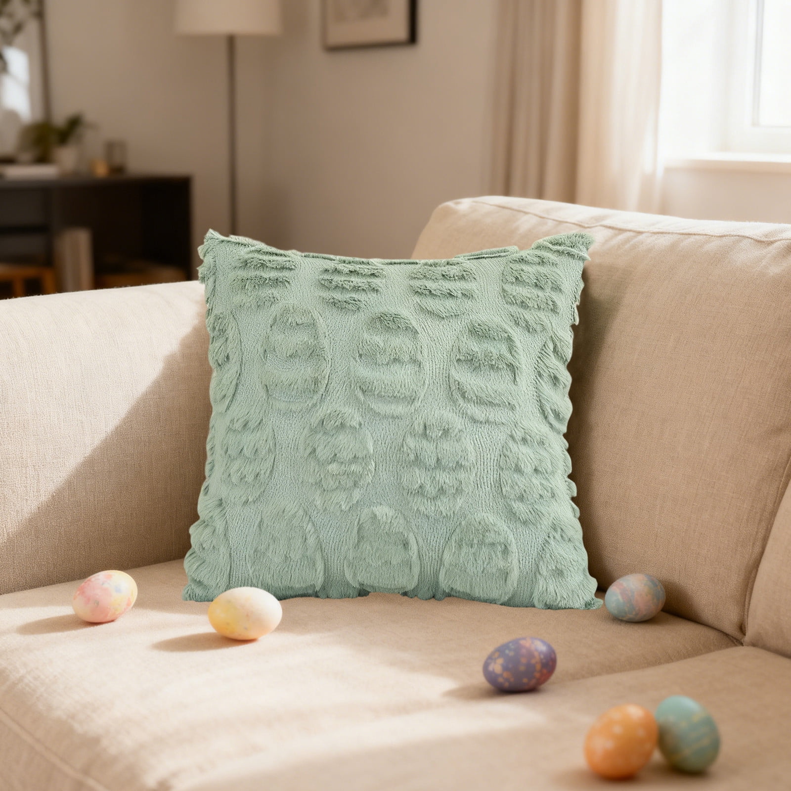 Easter Pillow Covers, 9.8x9.8Inch Egg Print Soft, Throw Cushion Case ...