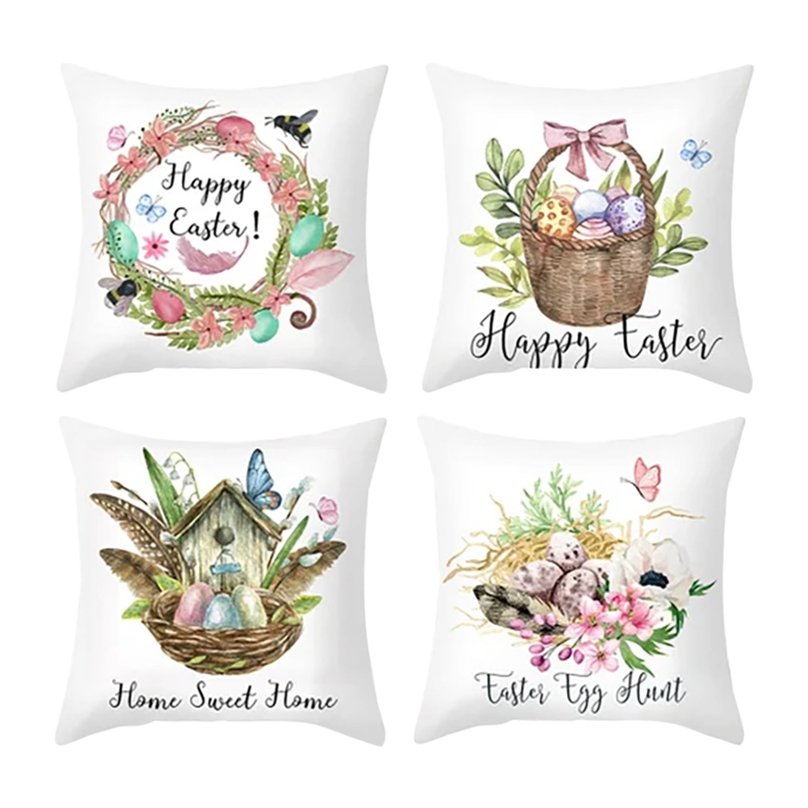Easter Pillow Covers Decorations Cases for Home Holiday Set of 4 Easter ...