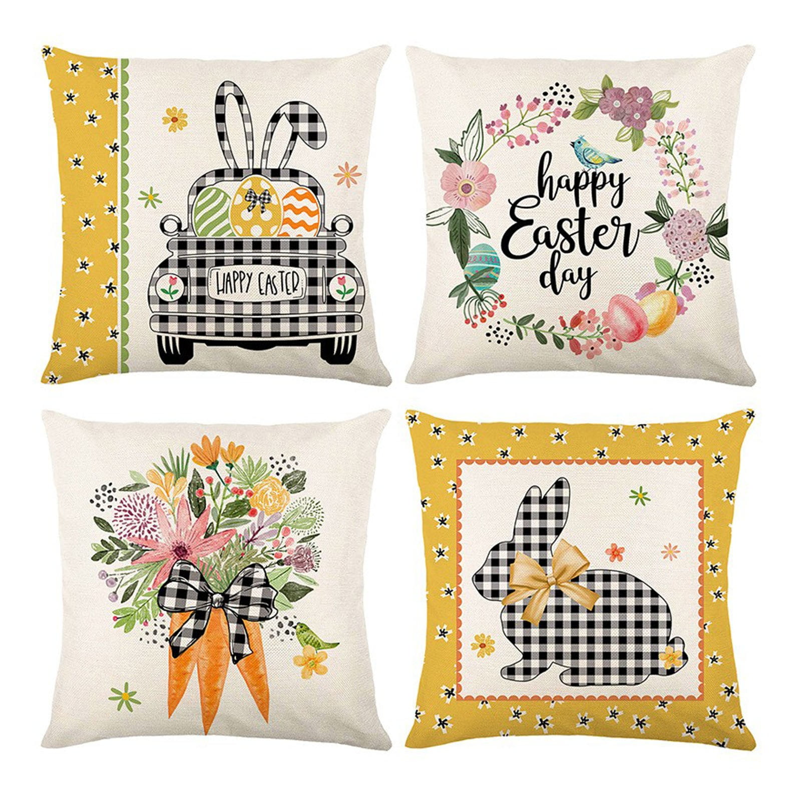 Easter Pillow Covers Decorations Cases for Home Holiday Set of 4 Easter ...