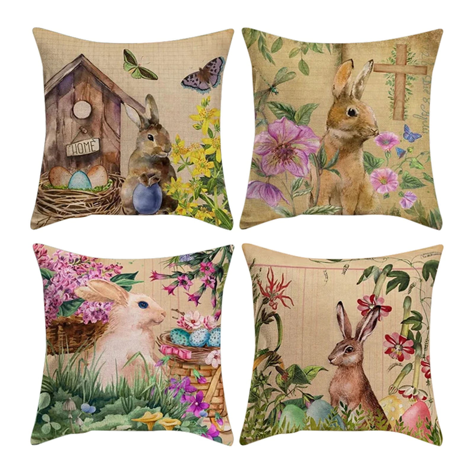 Easter Pillow Covers Decorations Cases for Home Holiday Set of 4 Easter ...